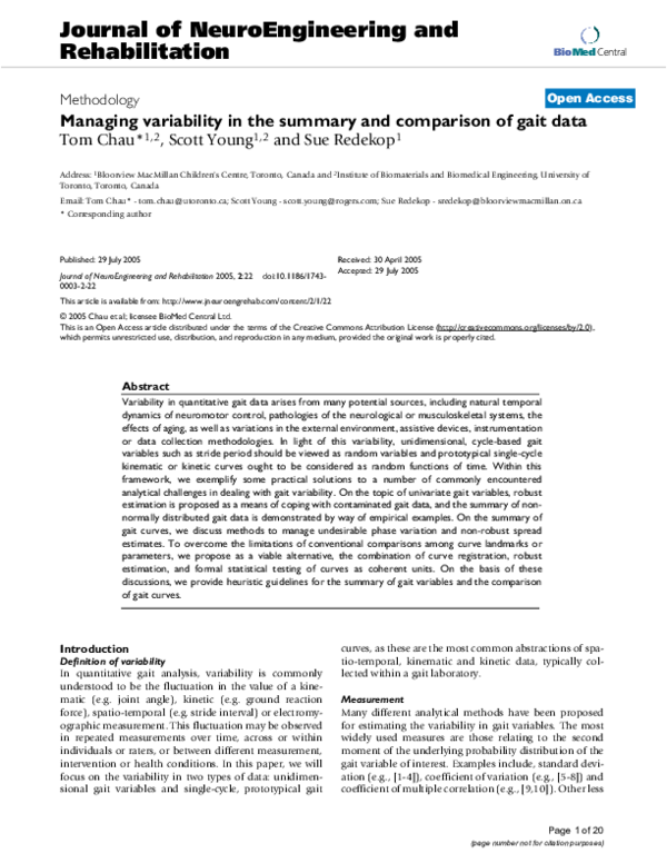 (PDF) Managing variability in the summary and comparison of gait data | Tom Chau - Academia.edu