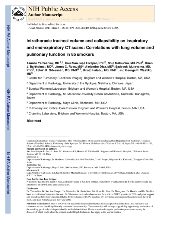 (PDF) Intrathoracic Tracheal Volume and Collapsibility on Inspiratory ...