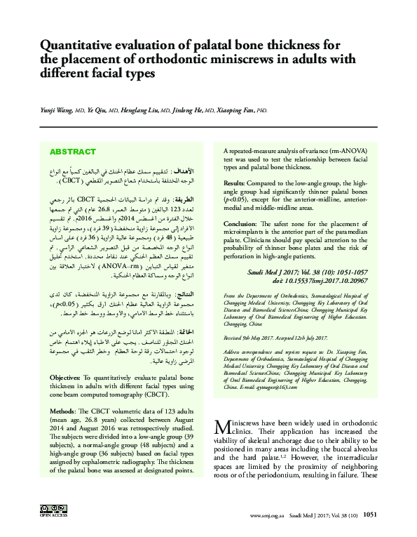 (PDF) Quantitative evaluation of palatal bone thickness for the ...