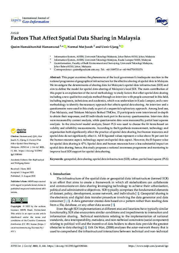 (PDF) Factors That Affect Spatial Data Sharing in Malaysia
