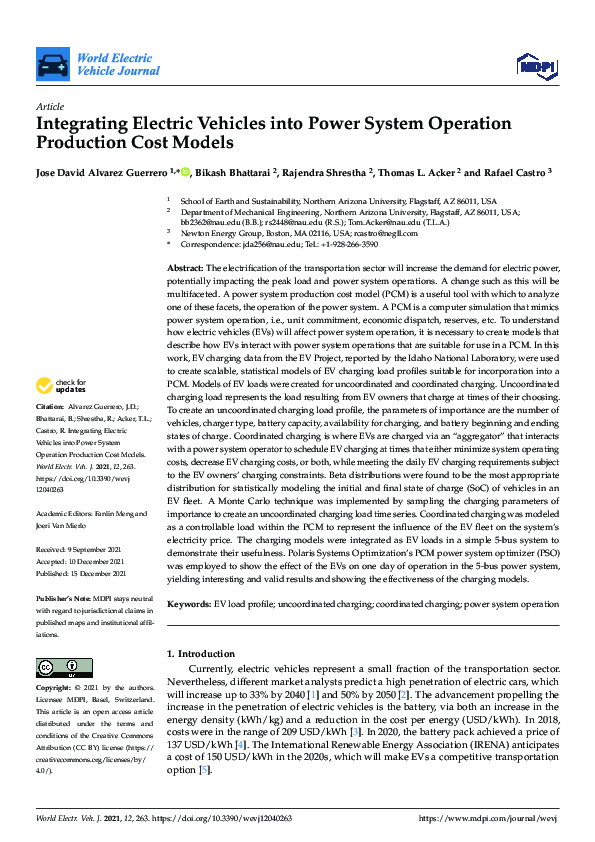 (PDF) Integrating Electric Vehicles into Power System Operation ...