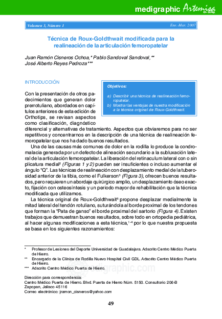 (PDF) Técnica de Roux-Goldthwait modificada para la realineación de la ...