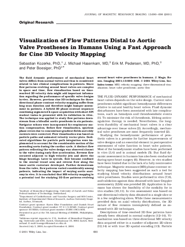 (PDF) Visualization of flow patterns distal to aortic valve prostheses ...