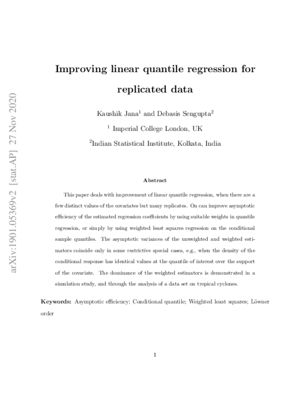 (PDF) Improving linear quantile regression for replicated data