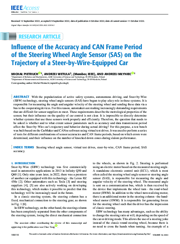 (PDF) Influence of the Accuracy and CAN Frame Period of the Steering ...