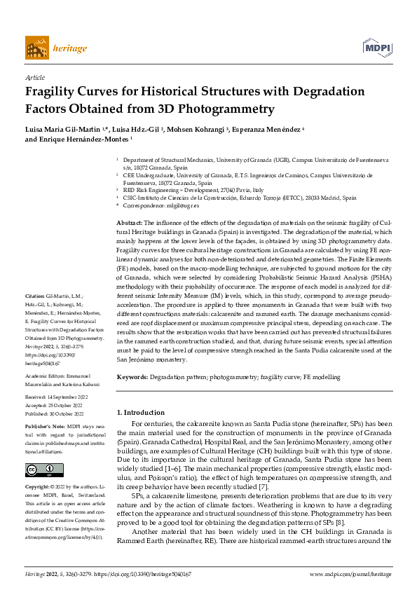 Pdf Fragility Curves For Historical Structures With Degradation