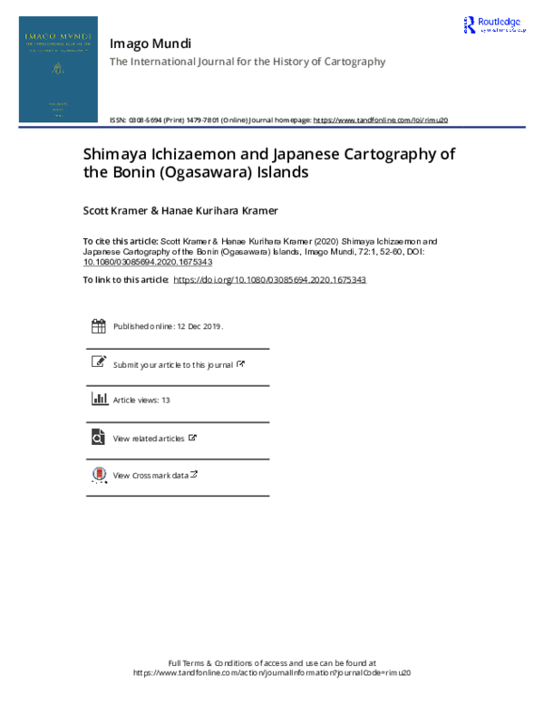 (PDF) Shimaya Ichizaemon and Japanese Cartography of the Bonin ...