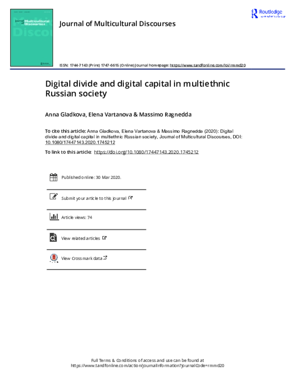 (PDF) Digital divide and digital capital in multiethnic Russian society