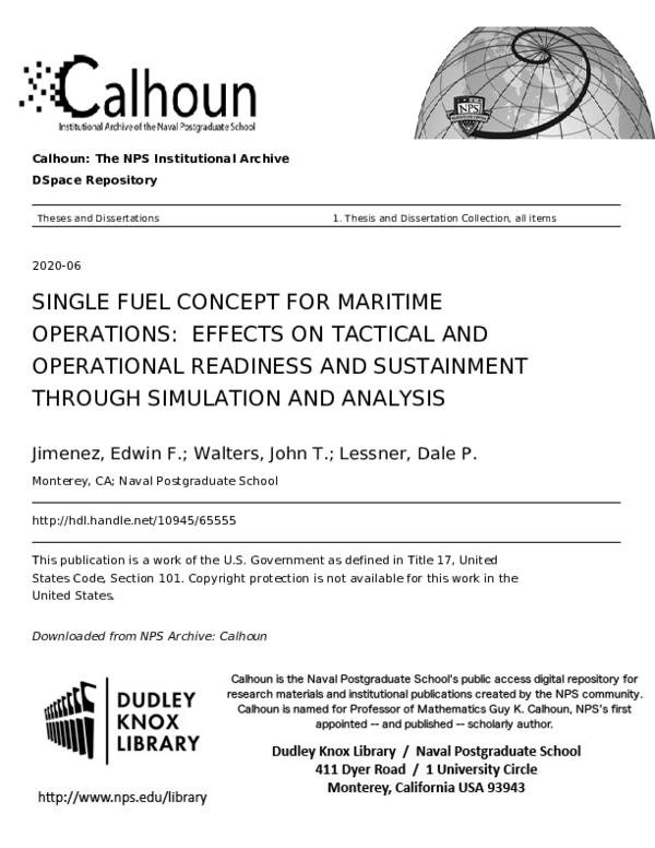 (PDF) Single Fuel Concept for Maritime Operations: Effects on Tactical ...