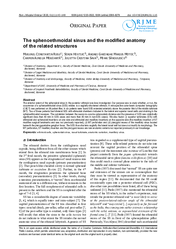 (PDF) The sphenoethmoidal sinus and the modified anatomy of the related ...