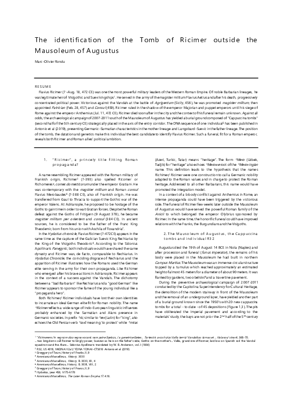 (PDF) THE IDENTIFICATION OF THE TOMB OF RICIMER OUTSIDE THE MAUSOLEUM ...
