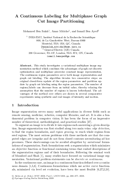 (PDF) A Continuous Labeling for Multiphase Graph Cut Image Partitioning