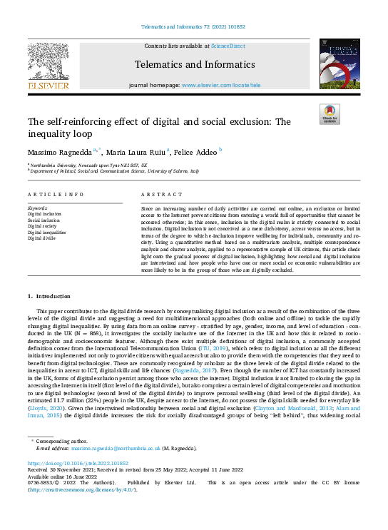 (PDF) The self-reinforcing effect of digital and social exclusion: The inequality loop
