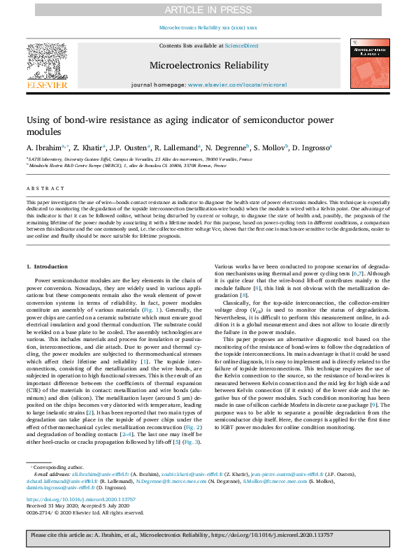 (PDF) Using of bond-wire resistance as aging indicator of semiconductor ...