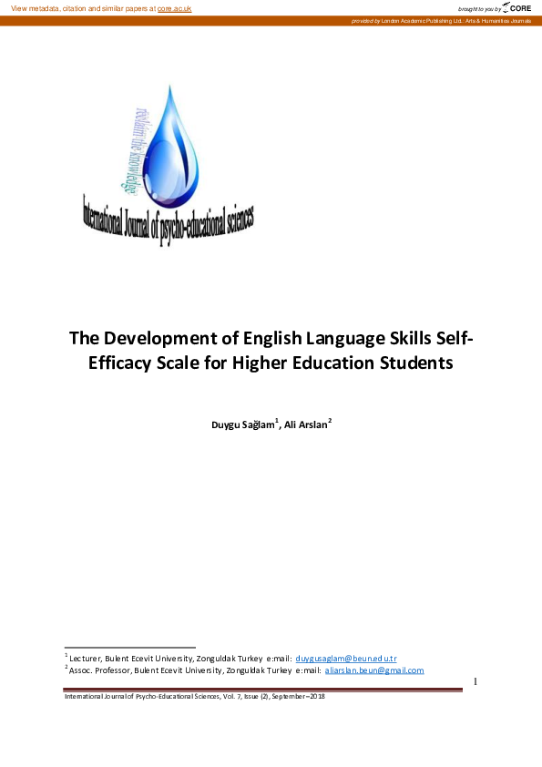(PDF) The Development of English Language Skills Self-Efficacy Scale ...