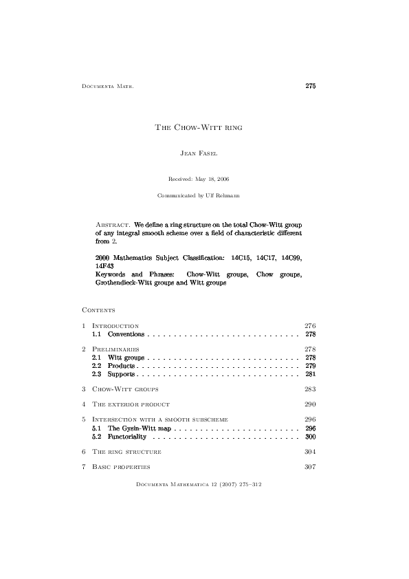 (PDF) The Chow-Witt ring