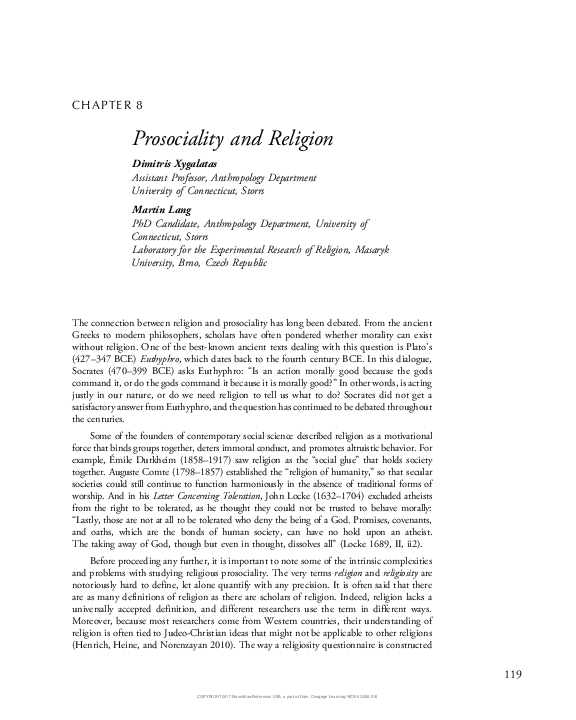 (PDF) Prosociality and Religion