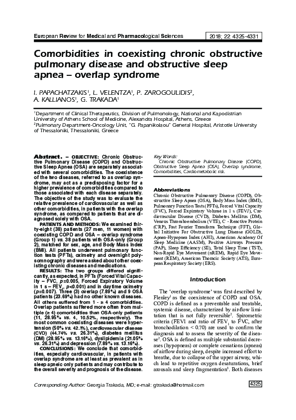 (PDF) Comorbidities in coexisting chronic obstructive pulmonary disease ...