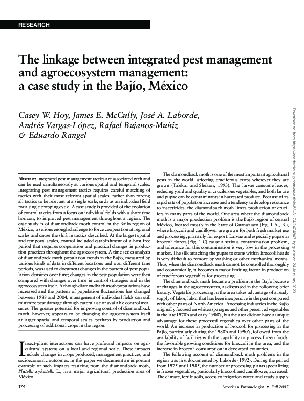 (PDF) The linkage between integrated pest management and agroecosystem ...