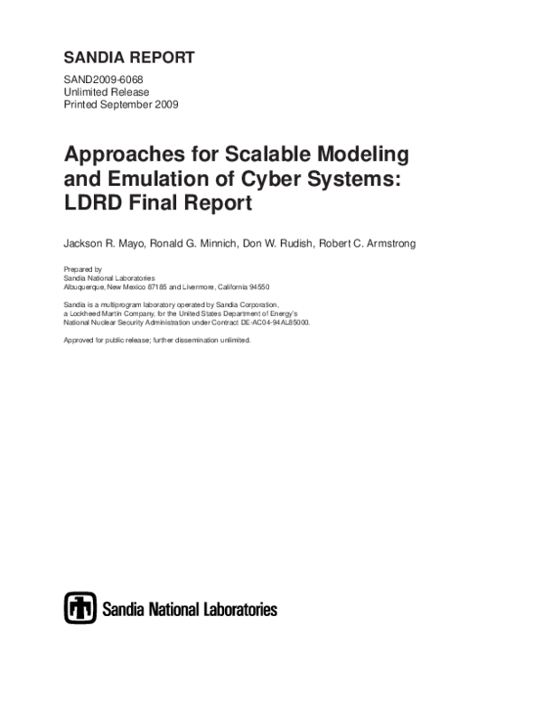 (PDF) Approaches for scalable modeling and emulation of cyber systems ...