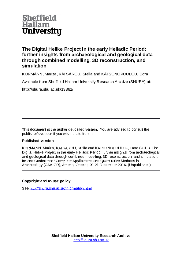 (PDF) The Digital Helike Project in the early Helladic Period: further ...