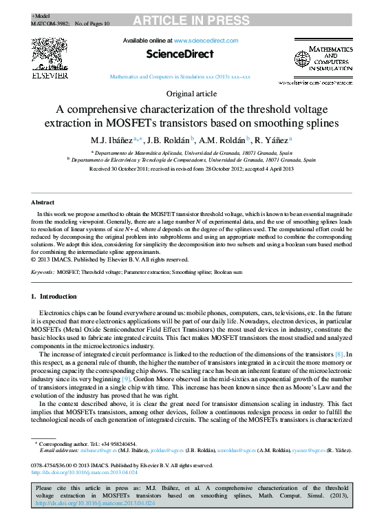 (PDF) A comprehensive characterization of the threshold voltage extraction in MOSFETs ...
