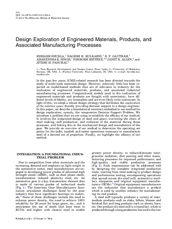 (PDF) Design Exploration of Engineered Materials, Products, and ...
