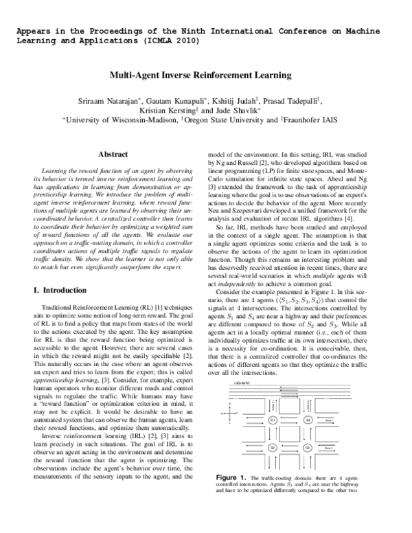 (PDF) Multi-Agent Inverse Reinforcement Learning