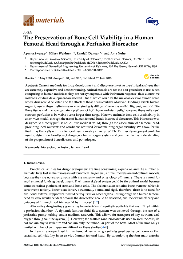 (PDF) The Preservation of Bone Cell Viability in a Human Femoral Head ...