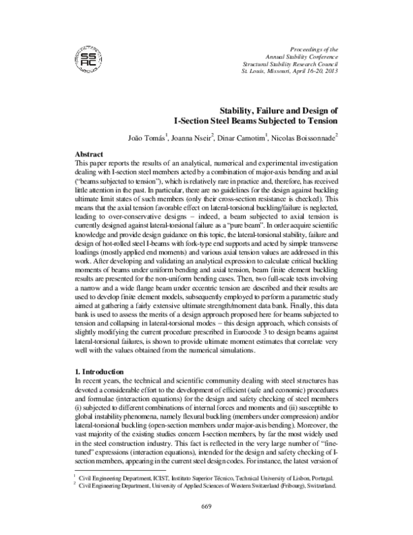 (PDF) Stability, failure and design of I-section steel beams subjected ...