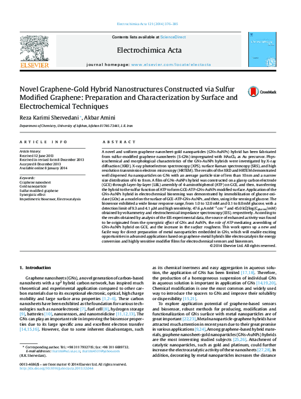 (PDF) Novel Graphene-Gold Hybrid Nanostructures Constructed via Sulfur Modified Graphene ...