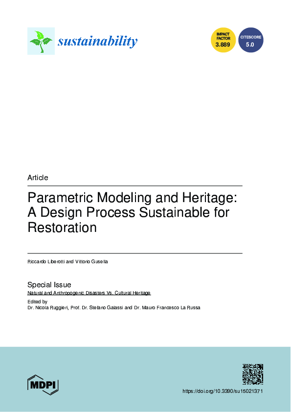 Pdf Parametric Modeling And Heritage A Design Process Sustainable For Restoration