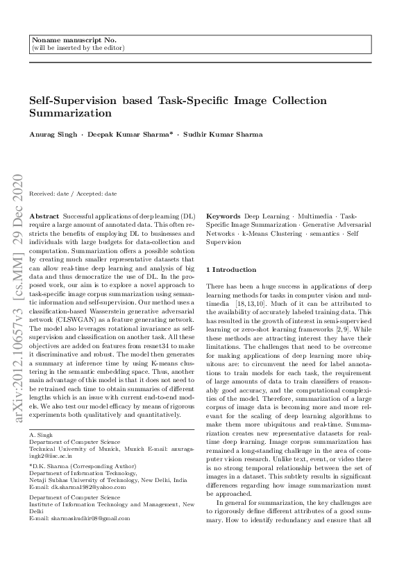 (PDF) Self-Supervision based Task-Specific Image Collection Summarization