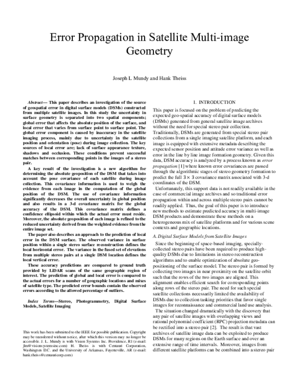 (PDF) Error Propagation in Satellite Multi-image Geometry
