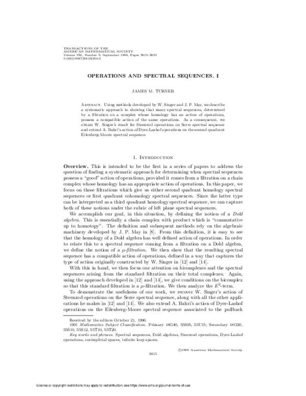 (PDF) Operations and Spectral Sequences. I