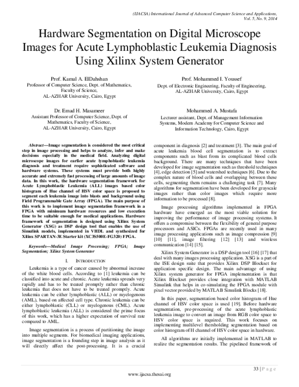 (PDF) Hardware Segmentation on Digital Microscope Images for Acute Lymphoblastic Leukemia ...