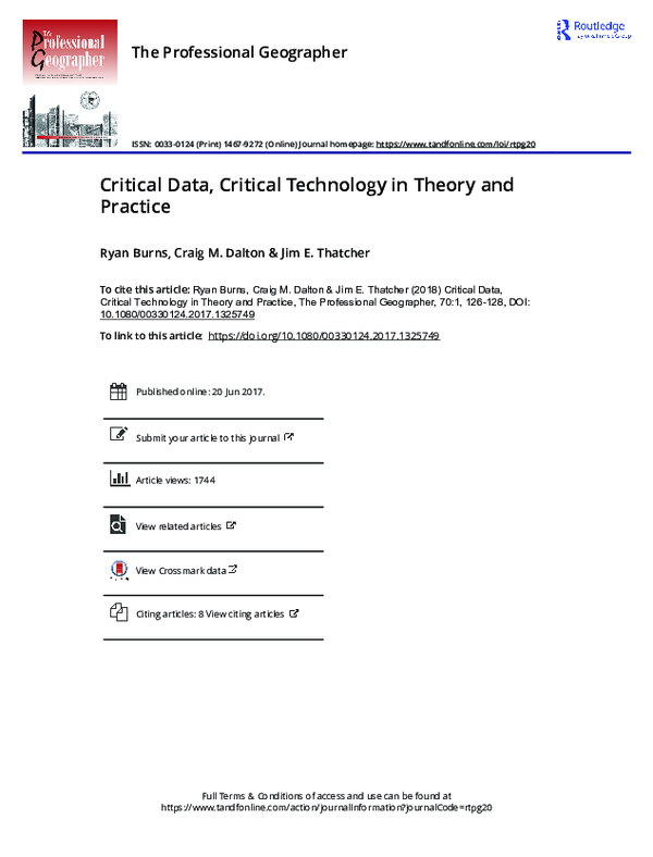 (PDF) Critical Data, Critical Technology in Theory and Practice