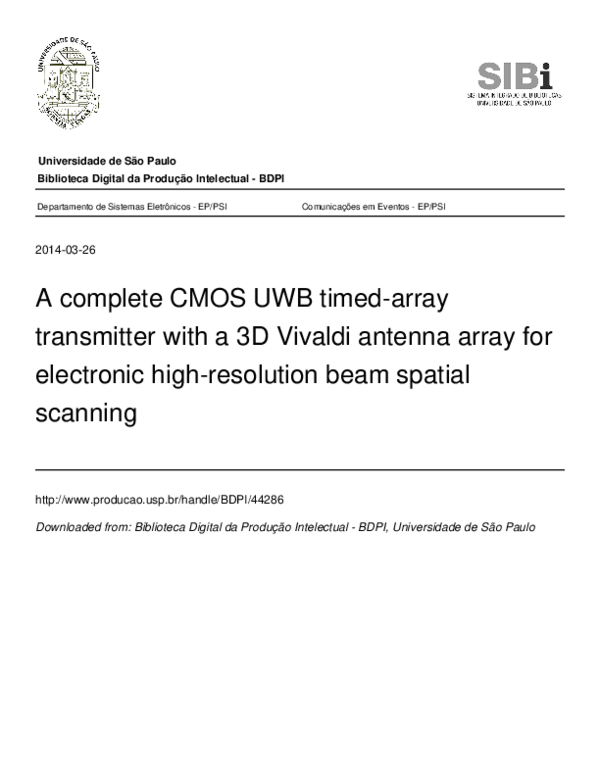Pdf A Complete Cmos Uwb Timed Array Transmitter With A 3d Vivaldi