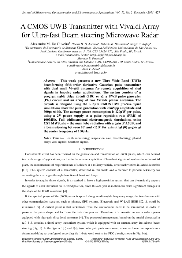 (PDF) A CMOS UWB transmitter with Vivaldi Array for Ultra-fast Beam ...
