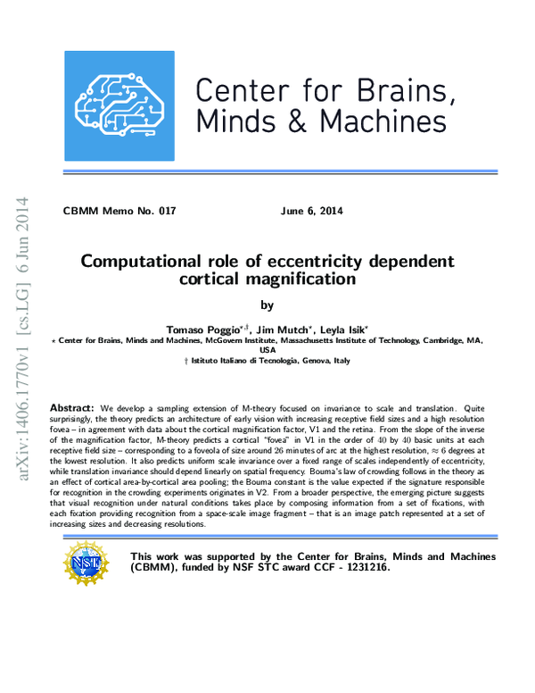(PDF) Computational role of eccentricity dependent cortical ...