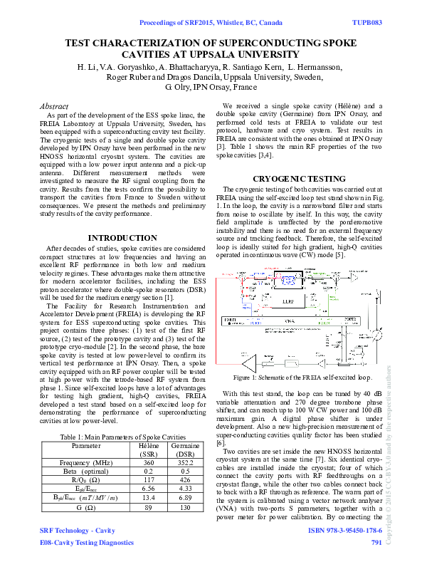 Pdf Test Characterization Of Superconducting Spoke Cavities At Uppsala University Dragos