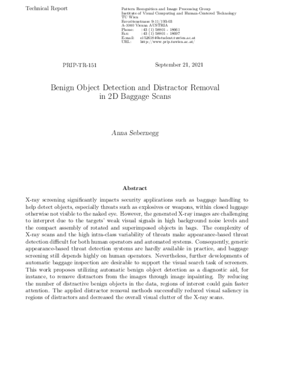 (PDF) Benign Object Detection and Distractor Removal in 2D Baggage Scans