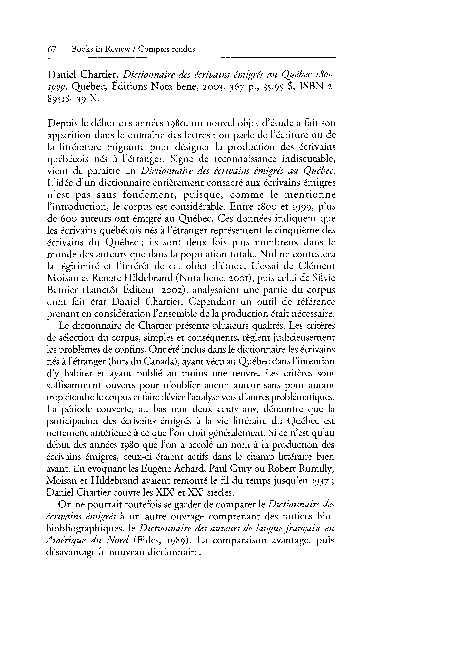 (PDF) Dictionnaire des écrivains émigrés au Québec 1800-1999, par ...