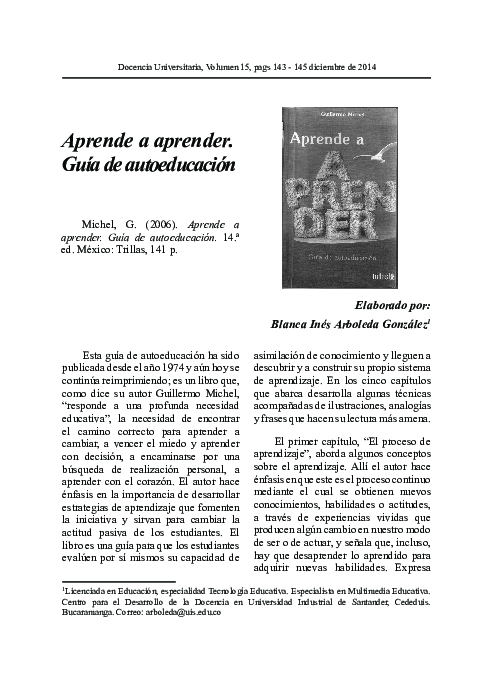 (PDF) Aprende a aprender. Guía de autoeducación