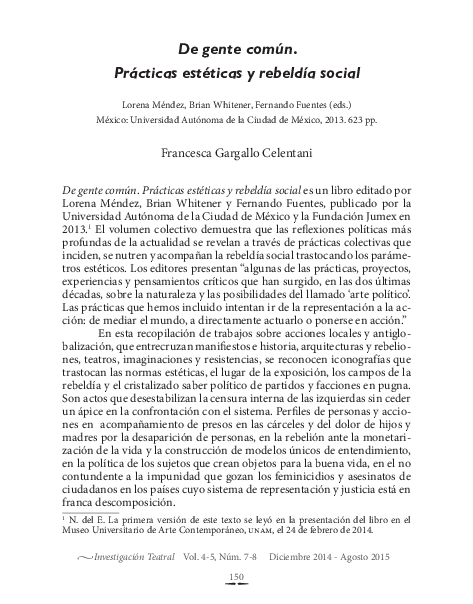 (PDF) De gente común. Prácticas estéticas y rebeldía social