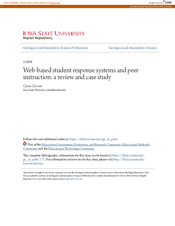 (PDF) Web-based student response systems and peer instruction: a review and case study