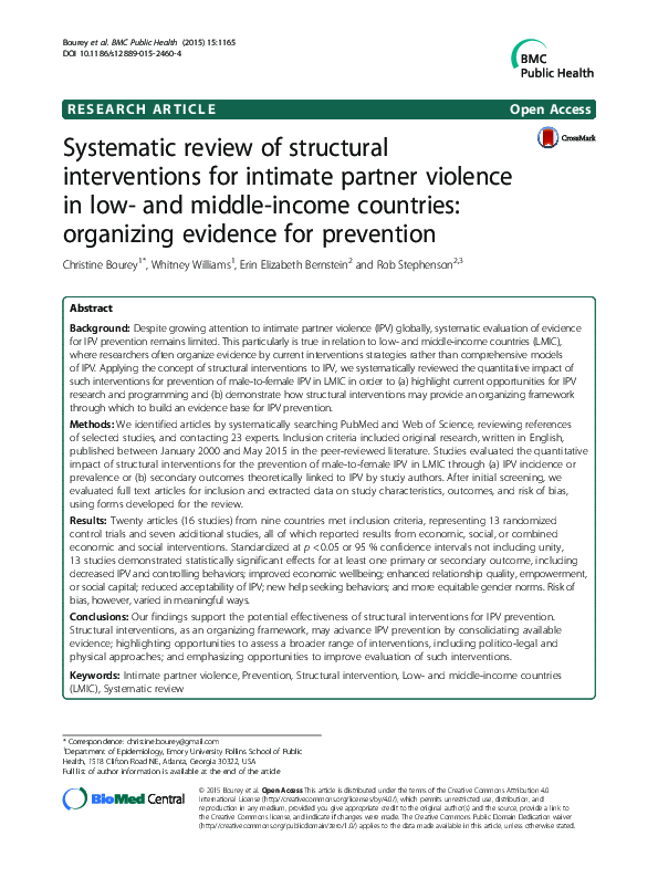(PDF) Systematic review of structural interventions for intimate ...
