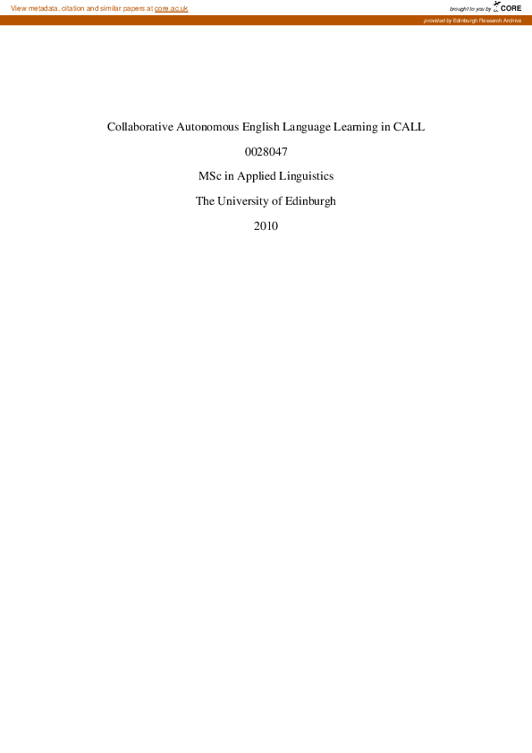(PDF) Collaborative Autonomous English Language Learning in CALL