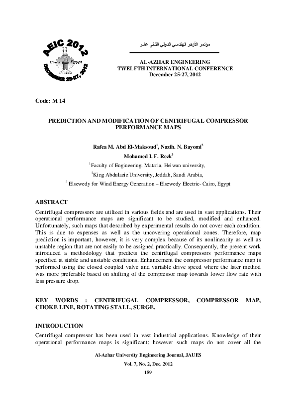 (PDF) PREDICTION AND MODIFICATION OF CENTRIFUGAL COMPRESSOR PERFORMANCE MAPS