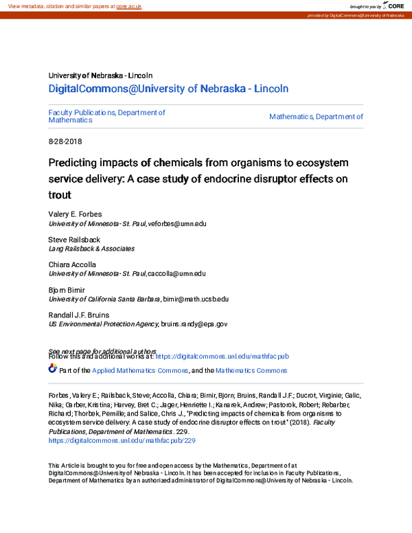 (PDF) Endocrine Disruptors and Trout Ecosystem Impact